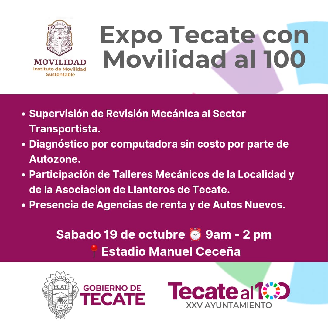 Convoca gobierno a la Expo Tecate con Movilidad al 100 - Expediente Público